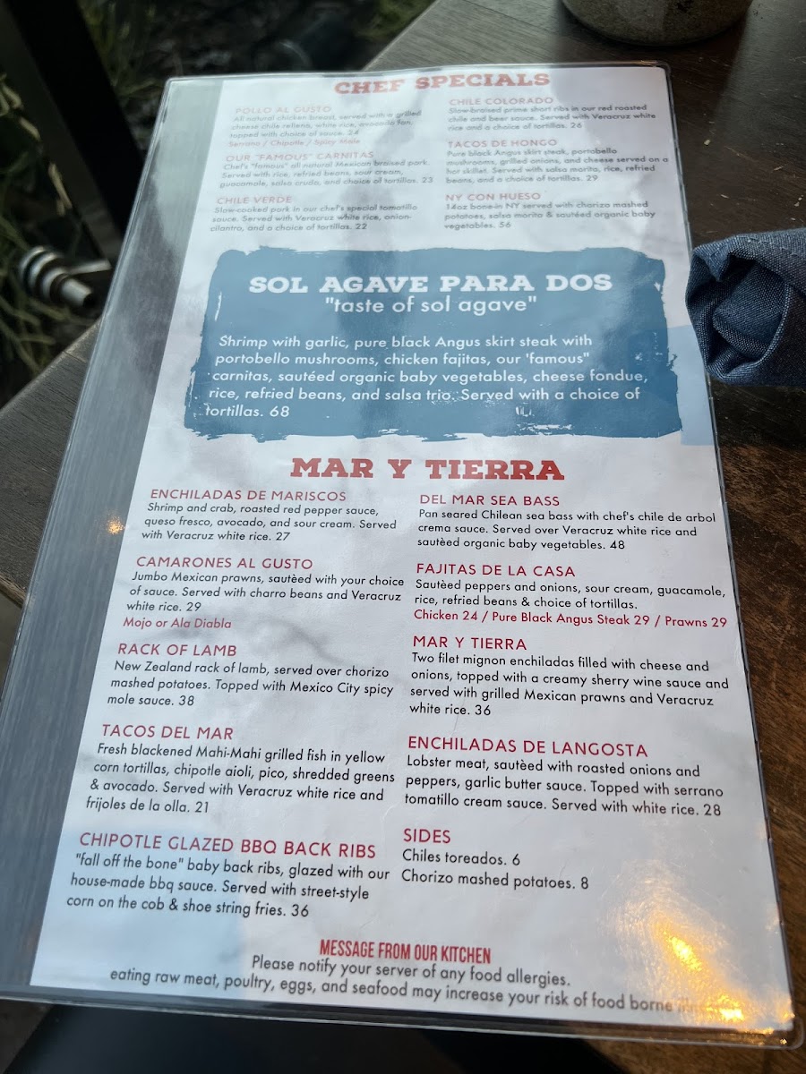 Sol Agave Menu (Latest updated menu)