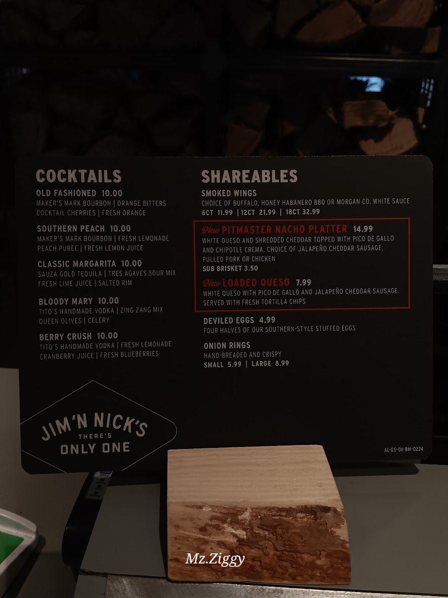 Jim 'N Nick's Bar-B-Q Menu (Latest updated menu)