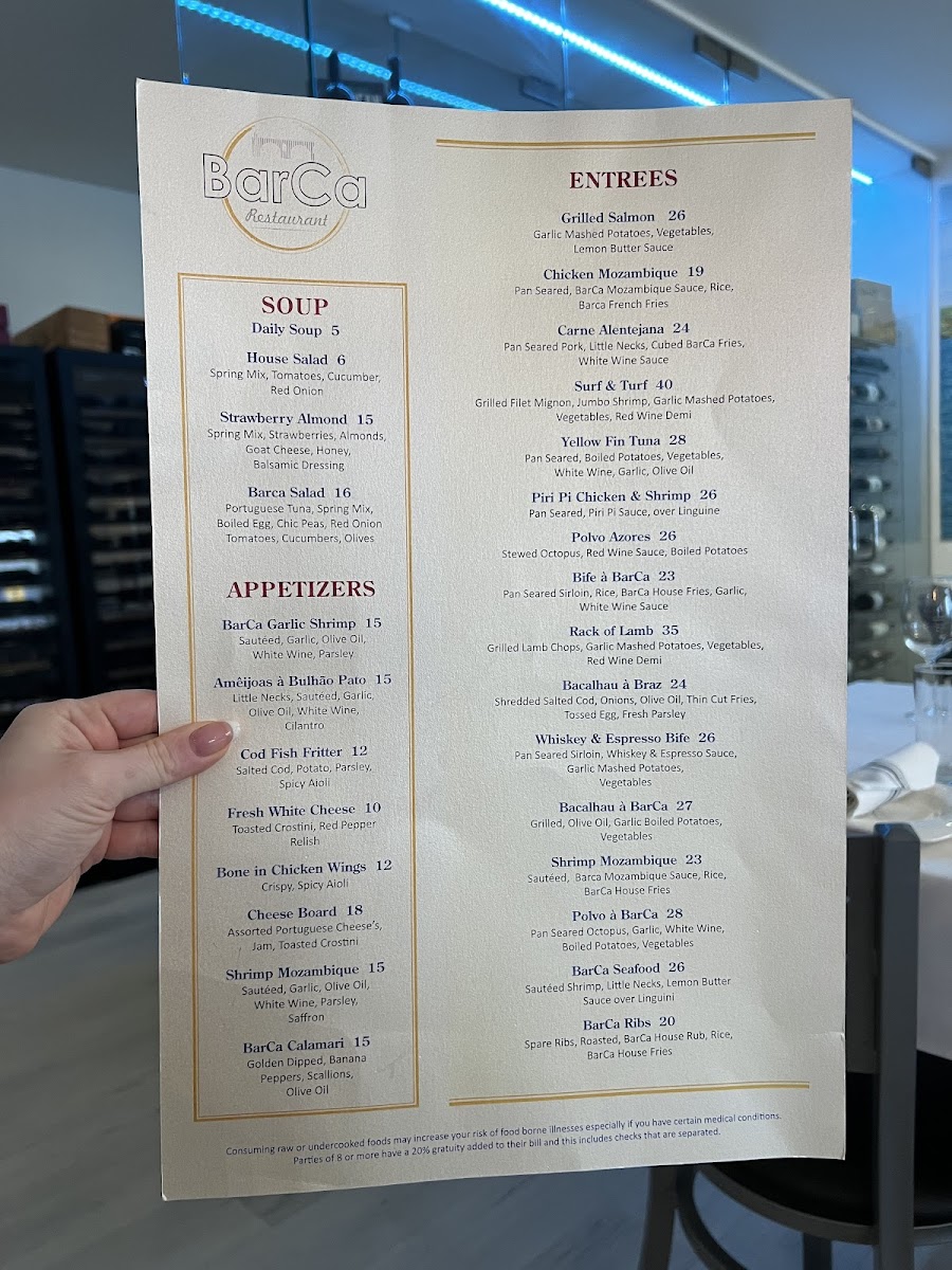 Barca Restaurant Menu (Latest updated menu)