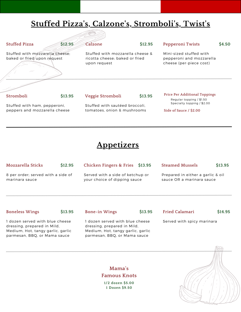 Mama Maria's Ristorante & Pizzeria Menu (Latest updated menu)