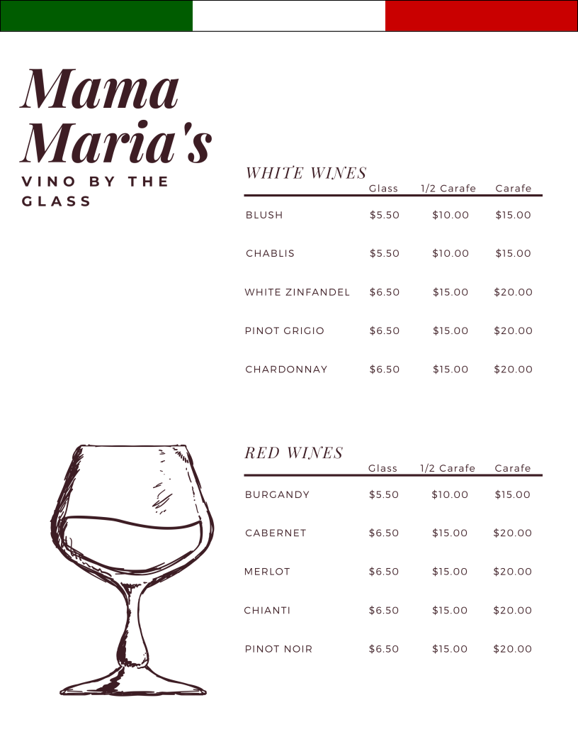 Mama Maria's Ristorante & Pizzeria Menu (Latest updated menu)