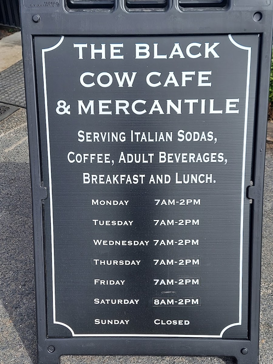 The Black Cow Cafe Menu (Latest updated menu)