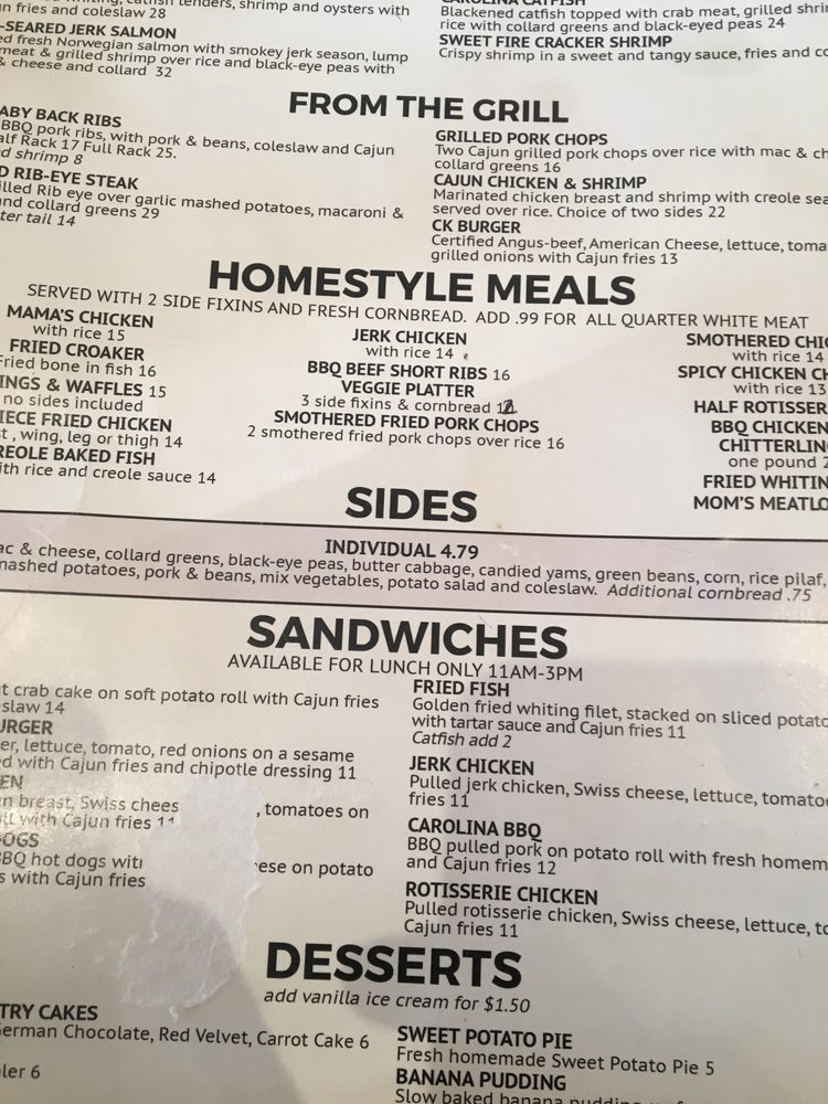 Carolina Kitchen Menu (Latest updated menu)