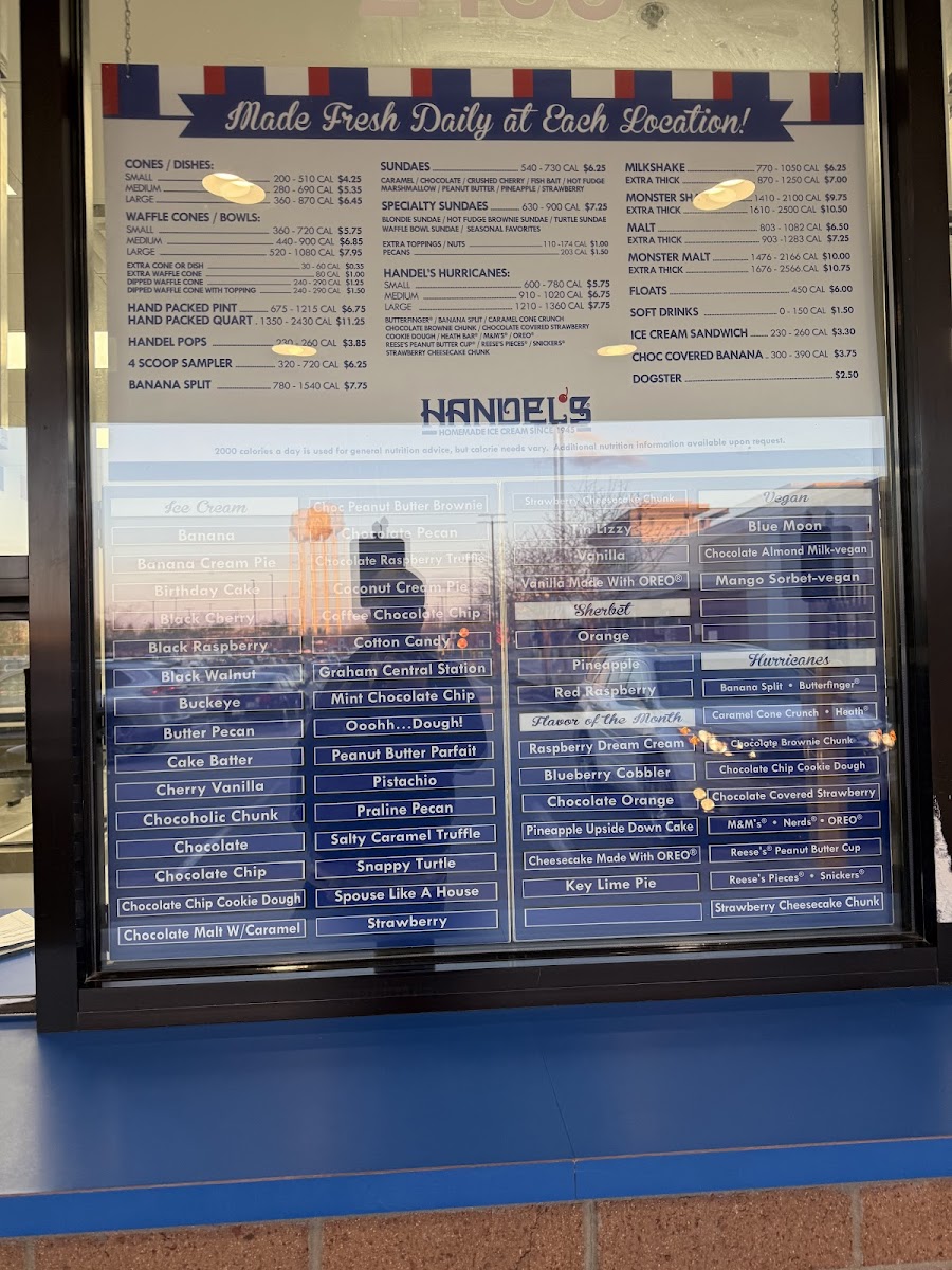 Handel’S Homemade Ice Cream Menu (Latest updated menu)