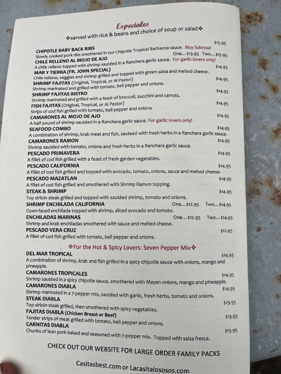 La Casita Restaurant Menu (Latest updated menu)
