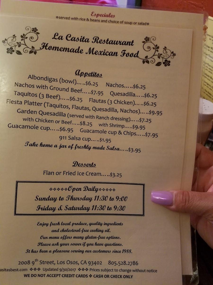 La Casita Restaurant Menu (Latest updated menu)