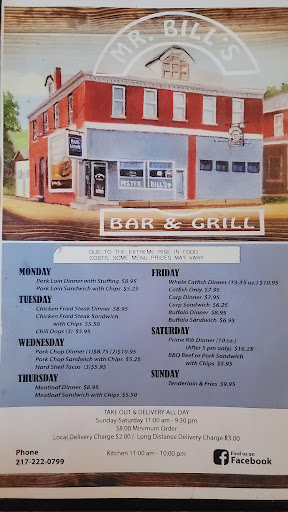 Mr Bills Bar & Grill Menu (Latest updated menu)