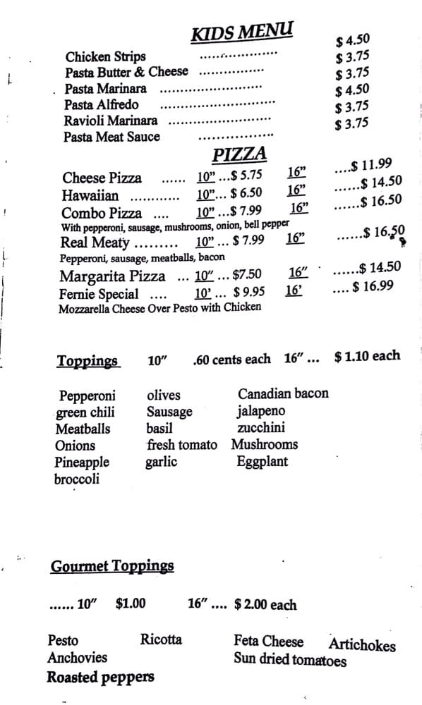 Piccolino Restaurant Menu (Latest updated menu)